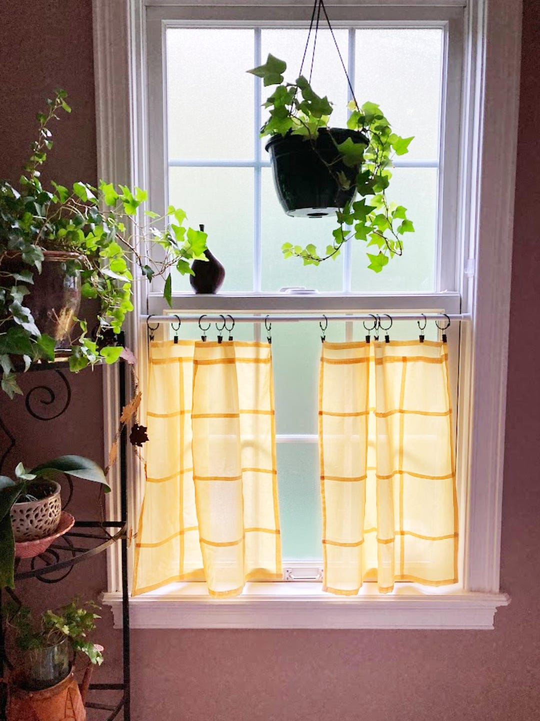 Butter Yellow Hand-dyed Custom Glass Block Grid Curtain Panel ~ Soft ...