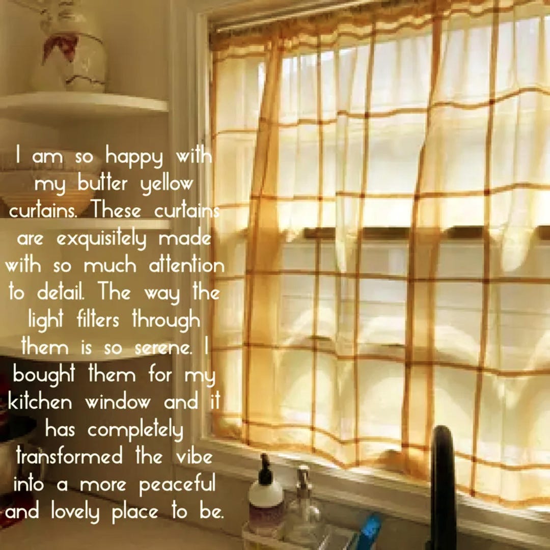 Butter Yellow Hand-dyed Custom Glass Block Grid Curtain Panel ~ Soft ...