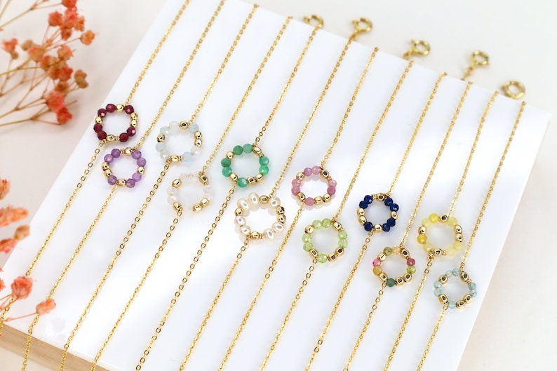 Zenith Birthstone Bracelet, Round Bracelet, Gold, Silver, Gemstones ...