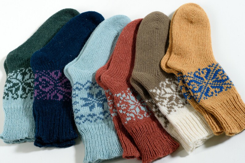 Wool Knitted Socks: Scandinavian Vintage Style With Christmas Ornament ...