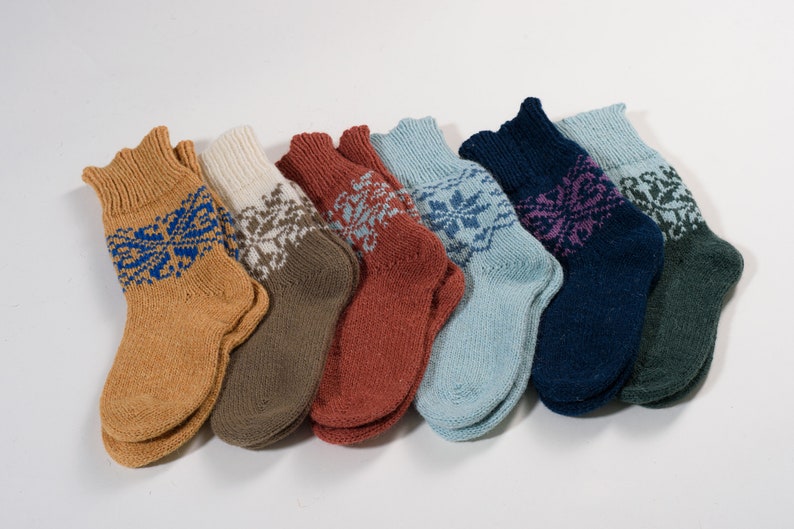 Wool Knitted Socks: Scandinavian Vintage Style With Christmas Ornament ...