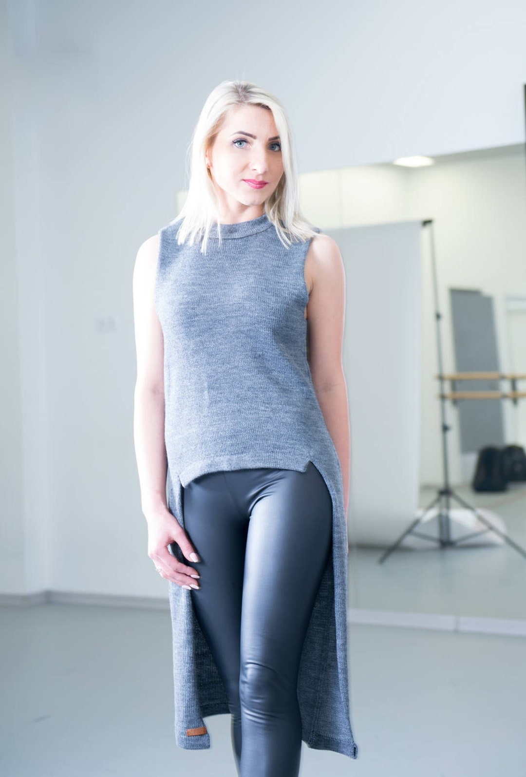 Knitted Merino Wool Vest With Short Front and Long Back, Woolen Vest ...