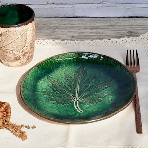 Ceramic Plates 8 '/handmade Green Plates for 3,4,6 Persons/clay Plates ...