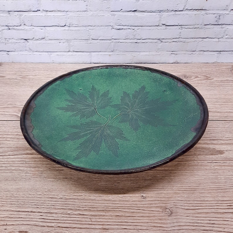 Handmade Turquoise Ceramic Tray 13.4 Inches/ Round Serving | Etsy