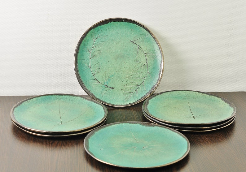 Turquoise ceramic plates 11' handmade set for 3 4 6 Blue | Etsy Turquoise ceramic plates 11' handmade set for 3 4 6 Blue | Etsy