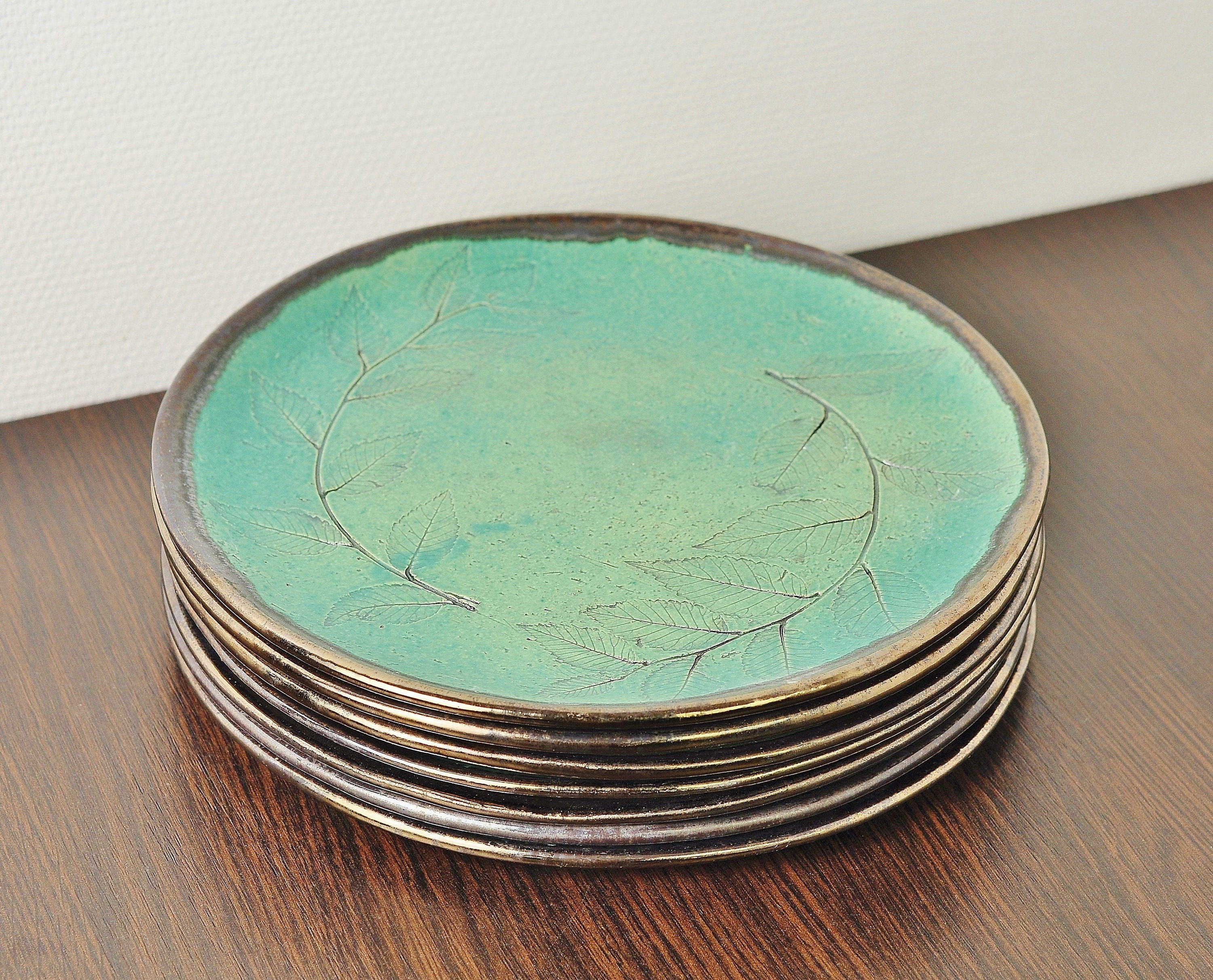 Turquoise ceramic plates 11' handmade set for 3 4 6 Blue | Etsy Turquoise ceramic plates 11' handmade set for 3 4 6 Blue | Etsy