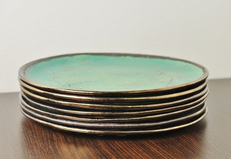 Turquoise ceramic plates 11' handmade set for 3 4 6 Blue | Etsy Turquoise ceramic plates 11' handmade set for 3 4 6 Blue | Etsy