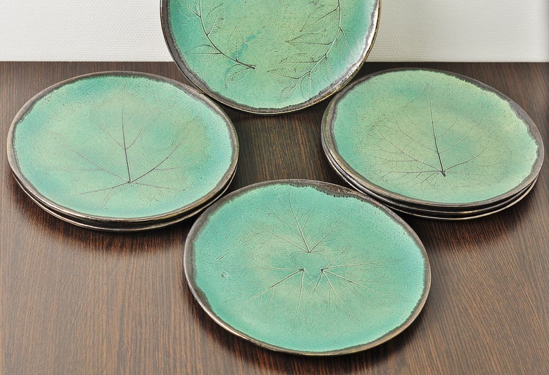 Turquoise ceramic plates 11' handmade set for 3 4 6 Blue | Etsy Turquoise ceramic plates 11' handmade set for 3 4 6 Blue | Etsy
