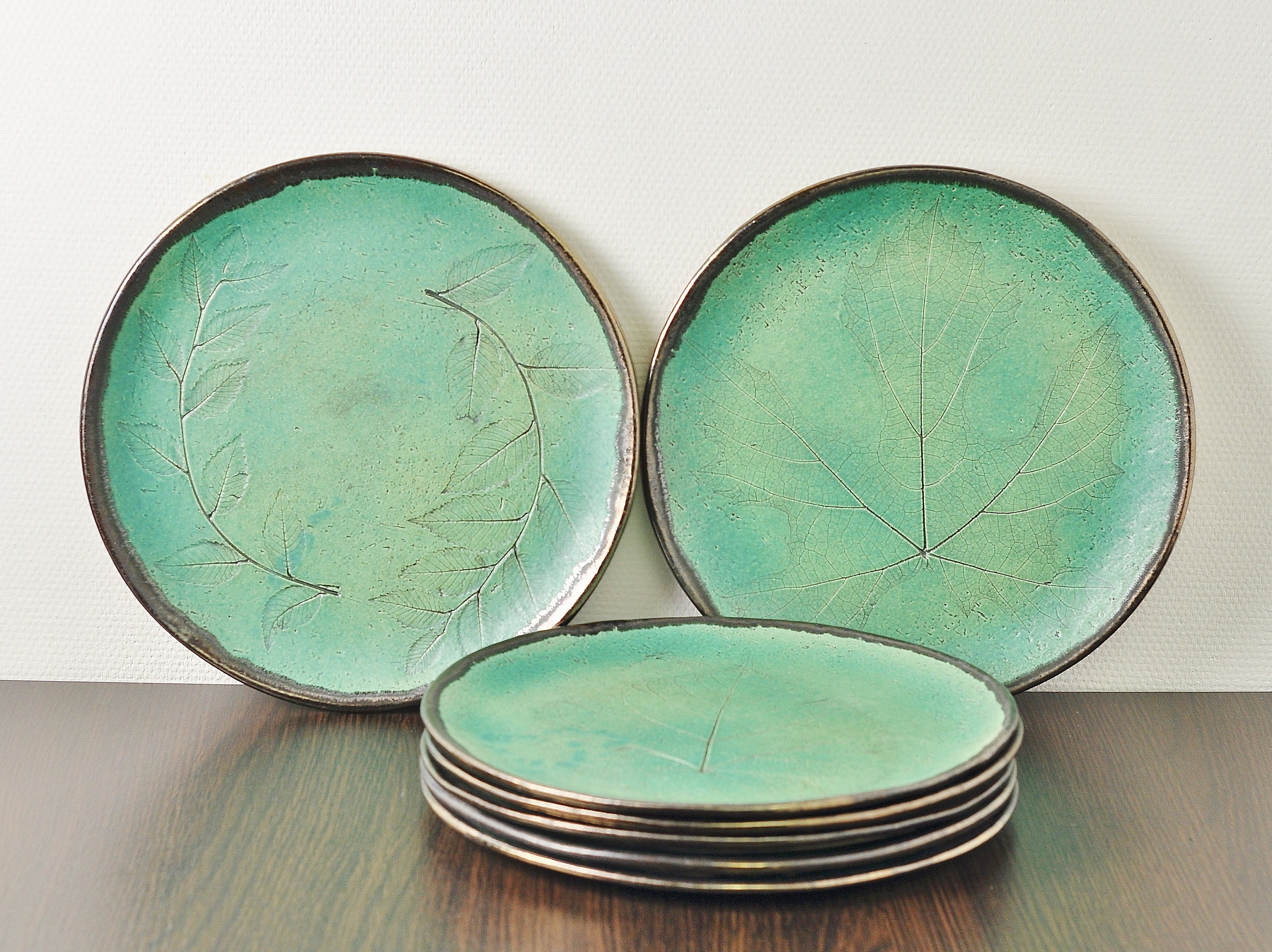 Turquoise ceramic plates 11' handmade set for 3 4 6 Blue | Etsy Turquoise ceramic plates 11' handmade set for 3 4 6 Blue | Etsy