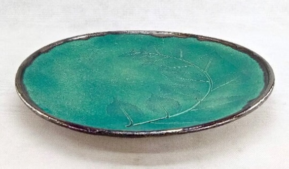 Handmade Turquoise Ceramic Tray 13.4 Inches/ Round Serving | Etsy