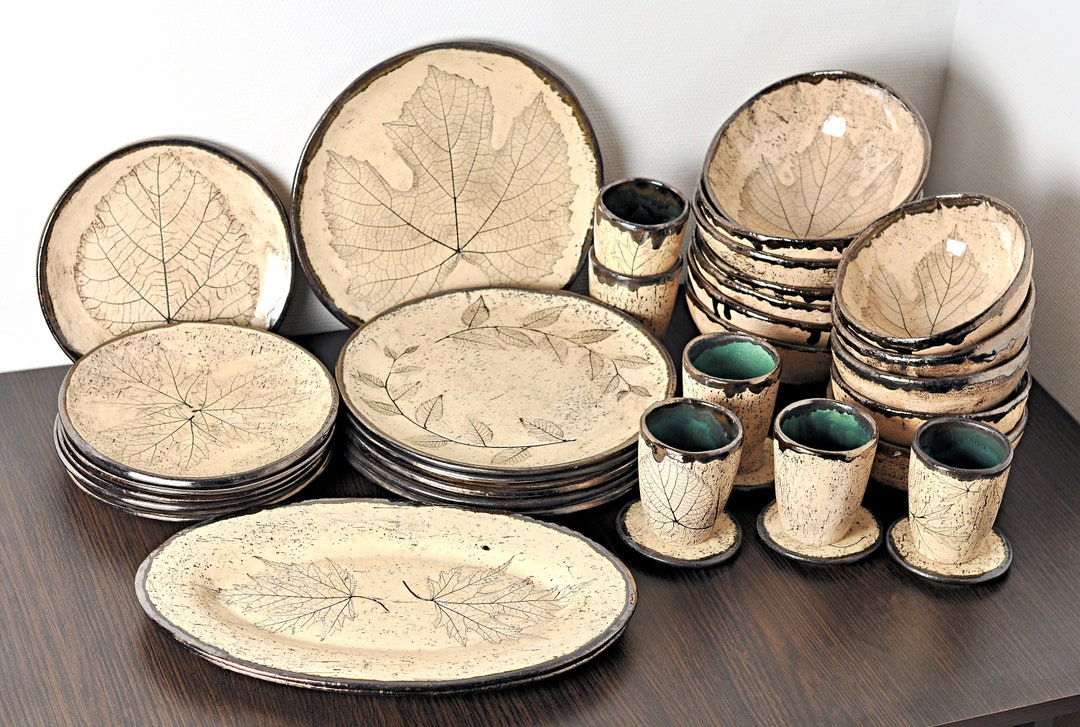 Handmade Holiday Ceramic Tableware Set / Ceramic Dinnerware Set for 2 4 ...