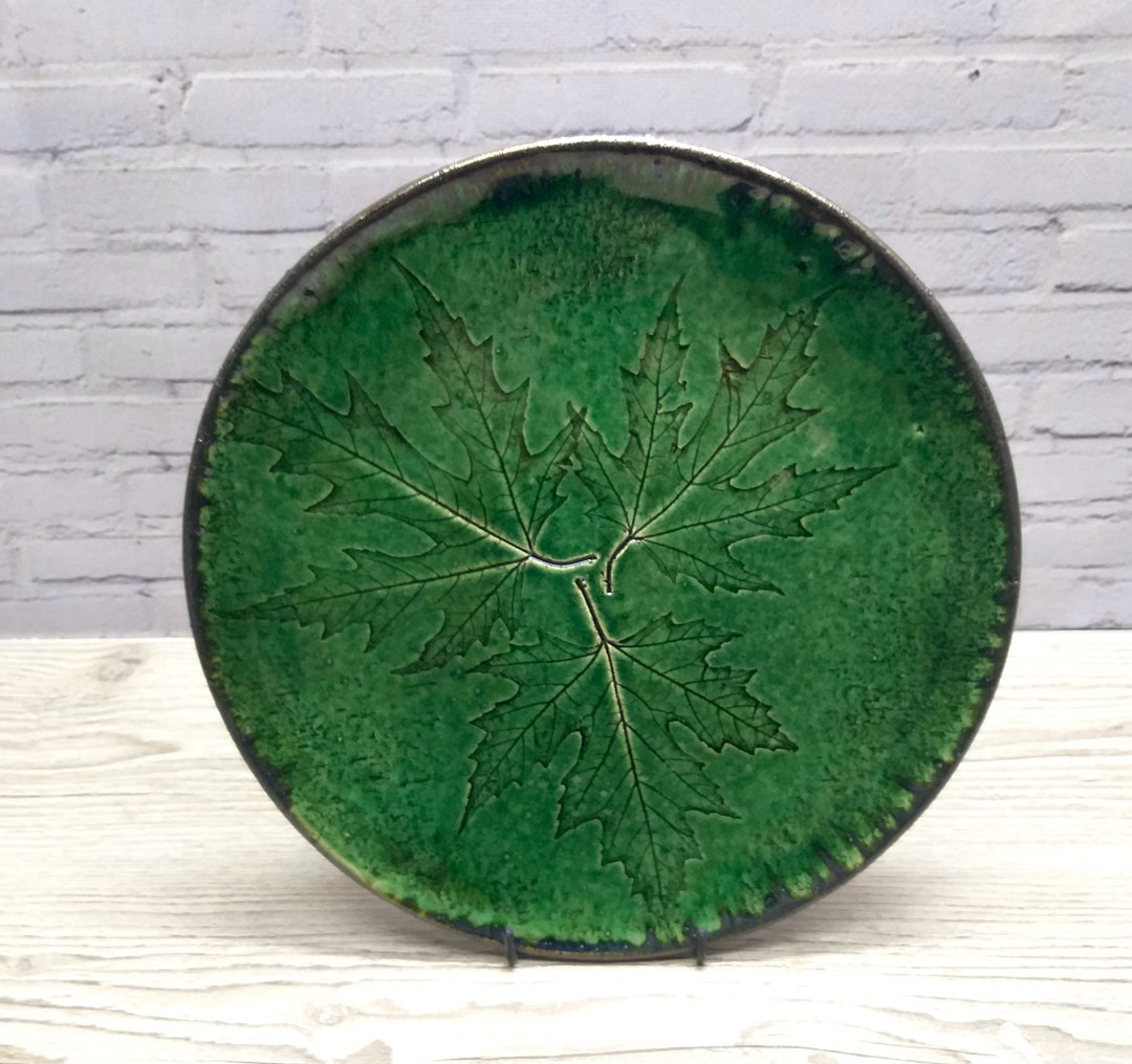 Glossy Green Ceramic Plate 11 Inch / Handmade Ceramic Plate / Dinner ...