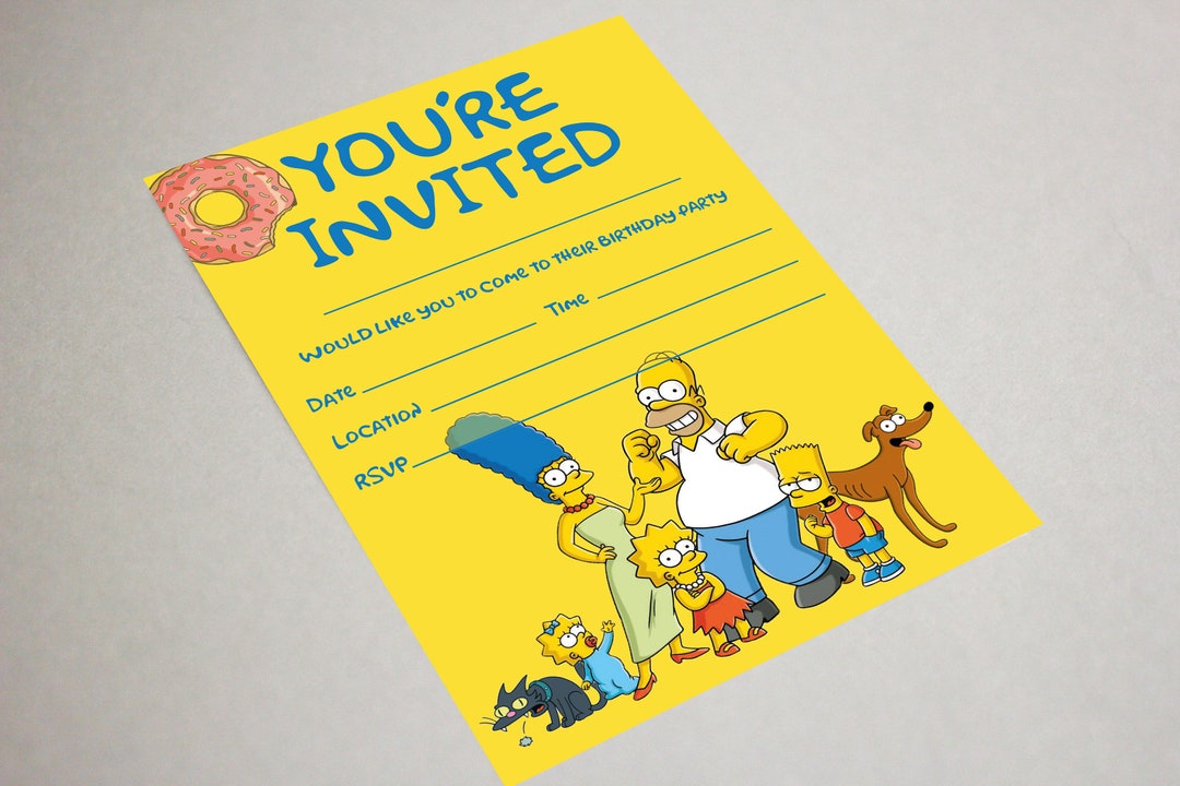 The Simpsons Invitations Simpson Party Invites Children Birthday Kids ...