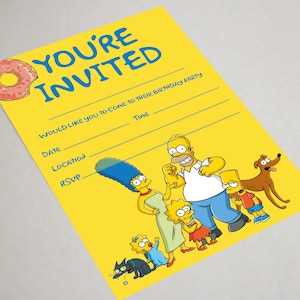 The Simpsons Invitations Simpson Party Invites Children Birthday Kids ...