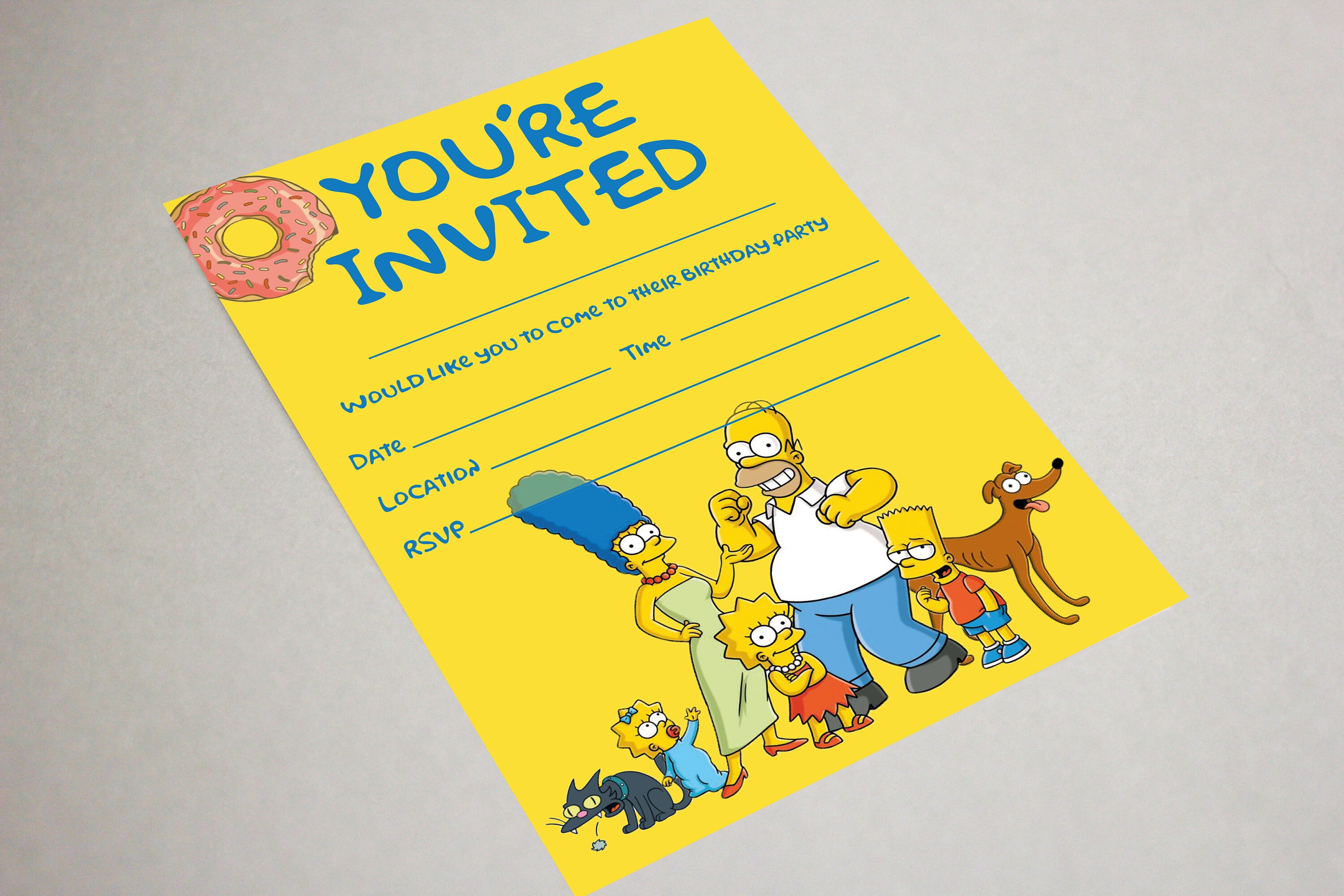 The Simpsons Invitations Simpson Party Invites Children Birthday Kids ...