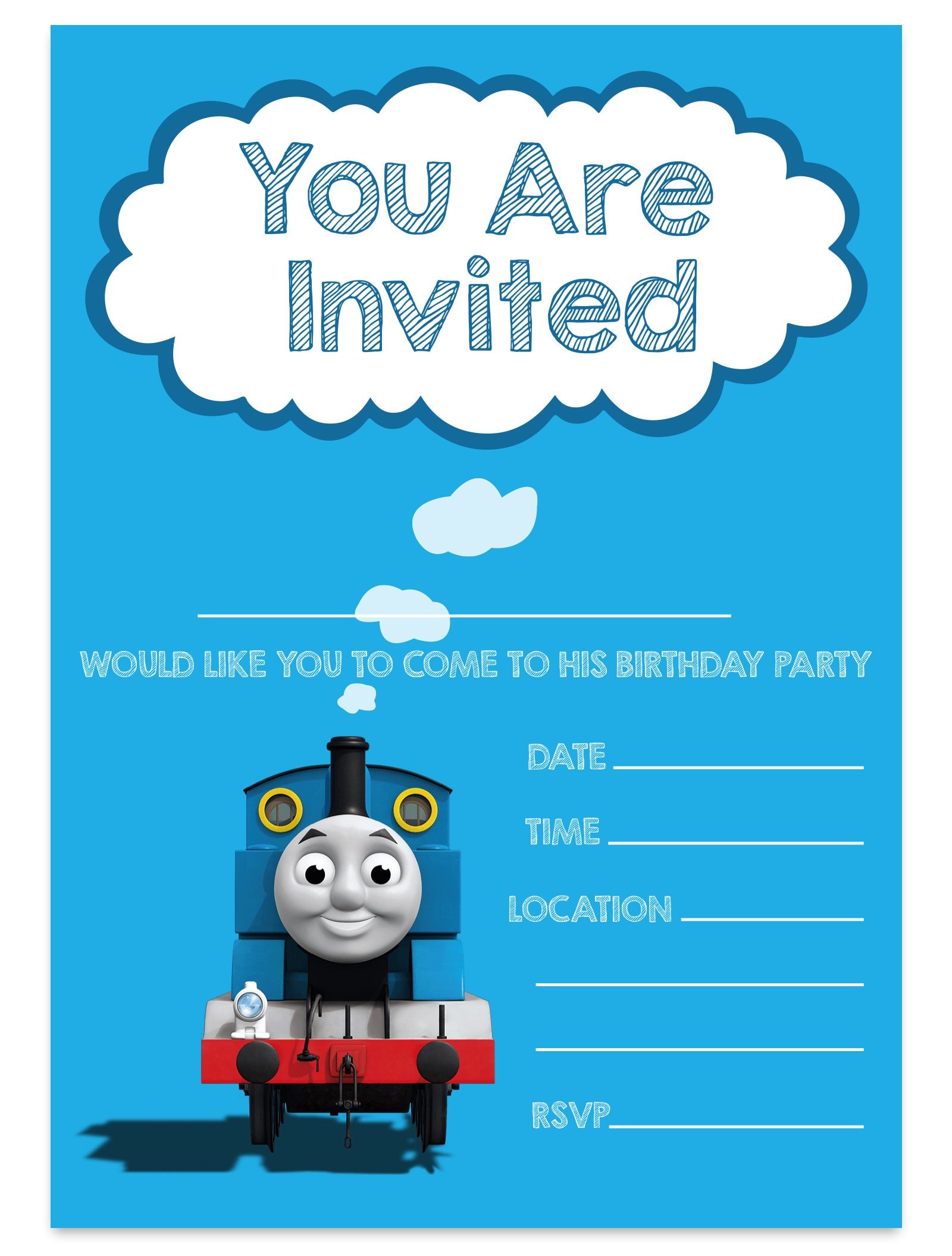 THOMAS the TANK ENGINE Invites Birthday Party Invitations Children Boys ...