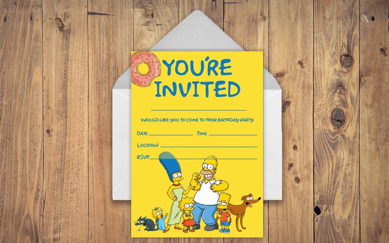 The Simpsons Invitations Simpson Party Invites Children Birthday Kids ...