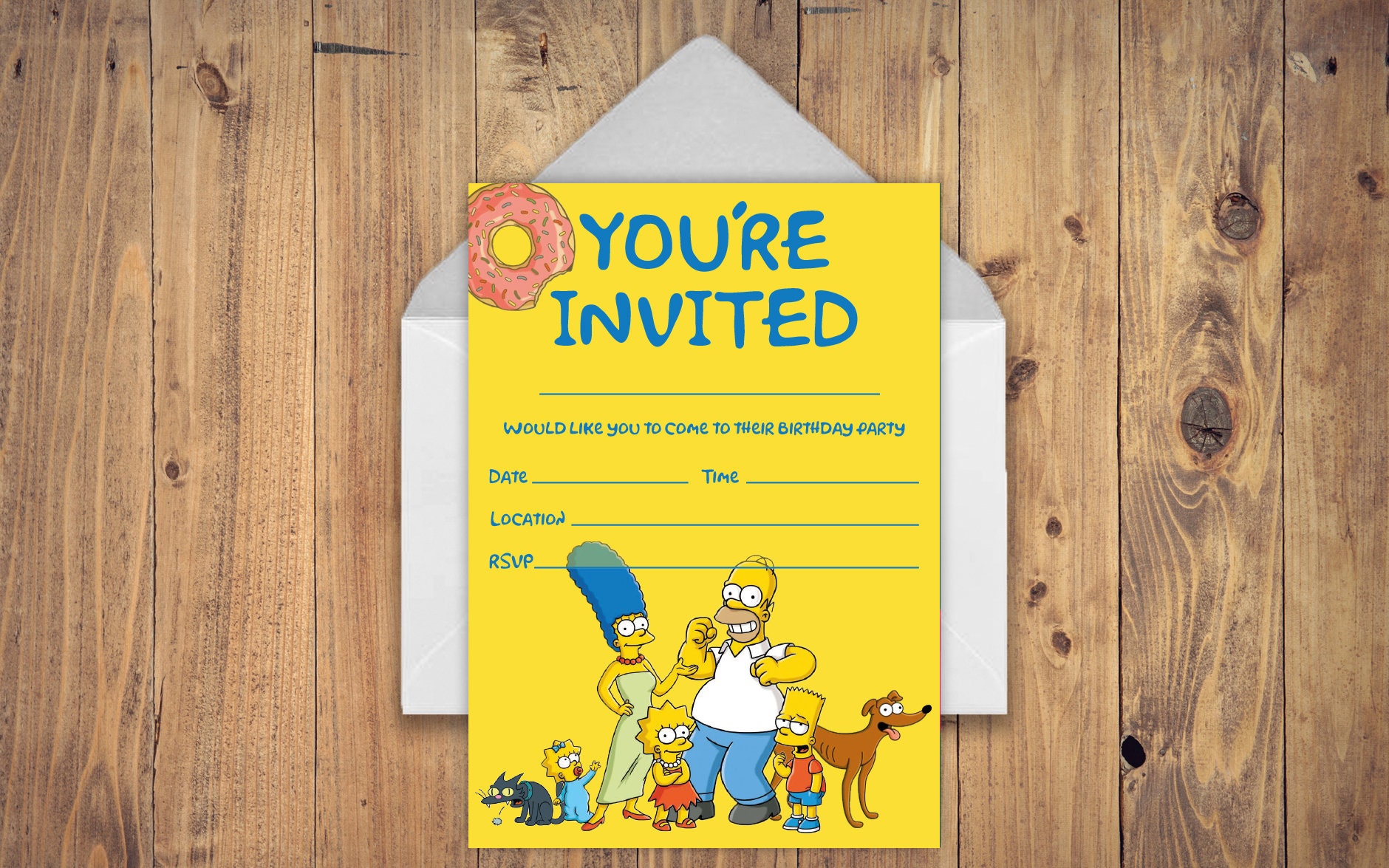 The Simpsons Invitations Simpson Party Invites Children Birthday Kids ...