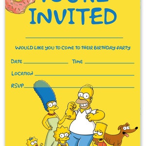 The Simpsons Invitations Simpson Party Invites Children Birthday Kids ...