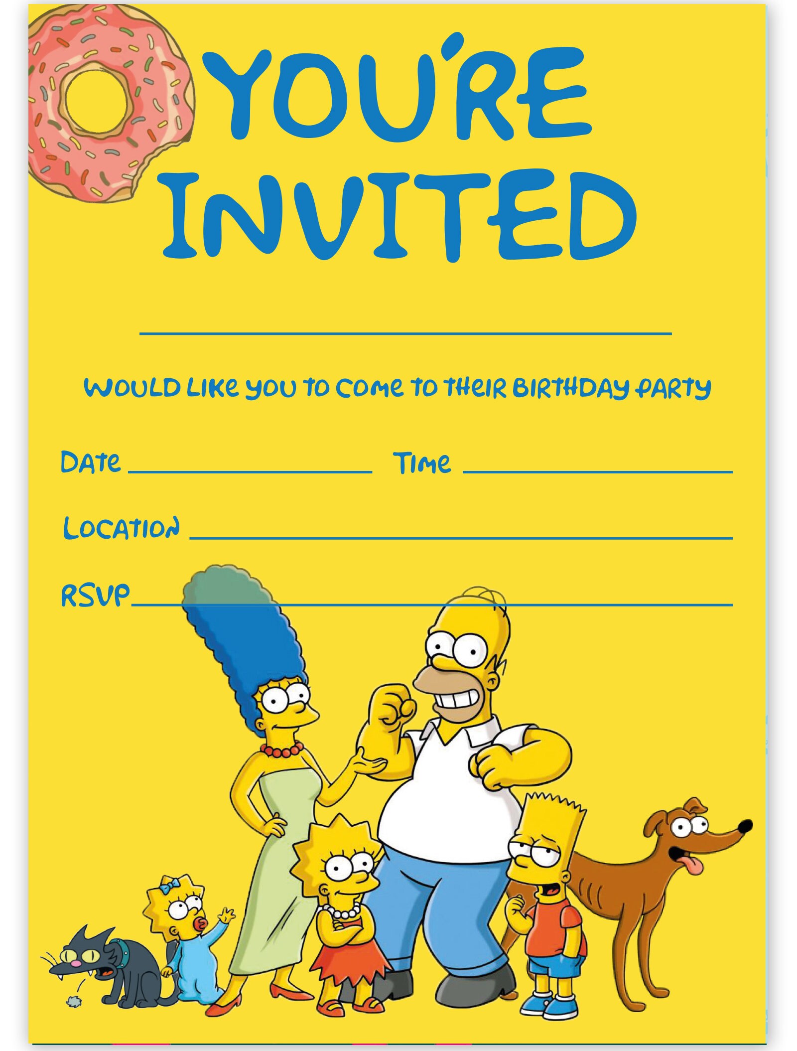 The Simpsons Invitations Simpson Party Invites Children Birthday Kids ...