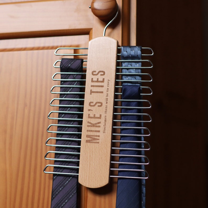 Personalised Wooden Tie Rack Hanger - Etsy