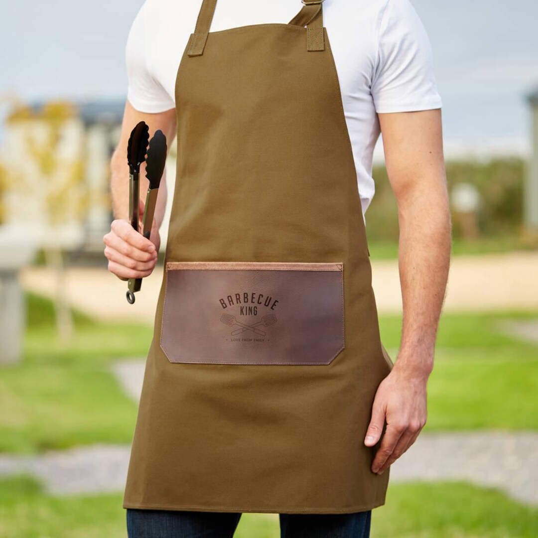 Personalised Leather & Canvas BBQ Apron | Personalised Father's Day Gift for Dad and Grandad - Etsy