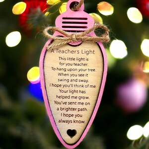 A Teachers Light Ornament, Teachers Light, Teacher Ornament, Teacher ...