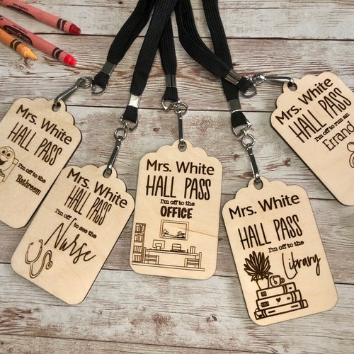 Teacher Hall Pass Set Personalized Hallway Passes Teacher - Etsy