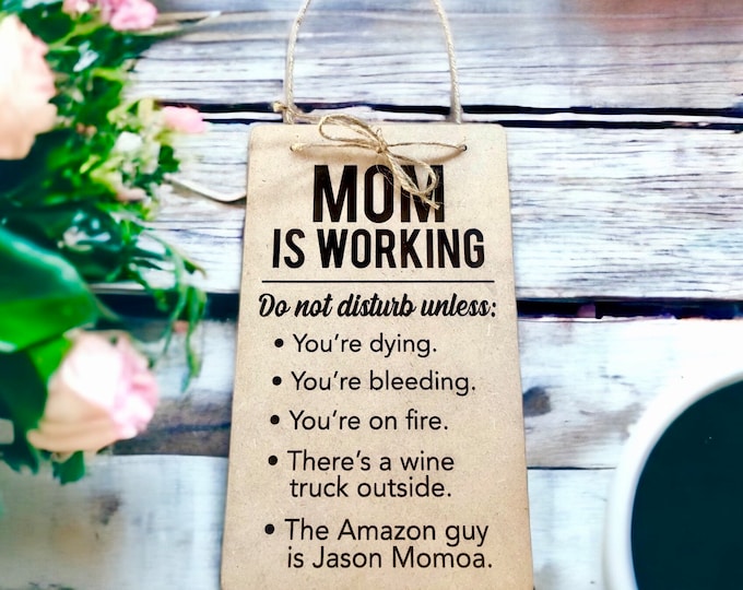 Mom in A Meeting Sign, Do Not Disturb Sign, Door Hanger, Mom Working ...