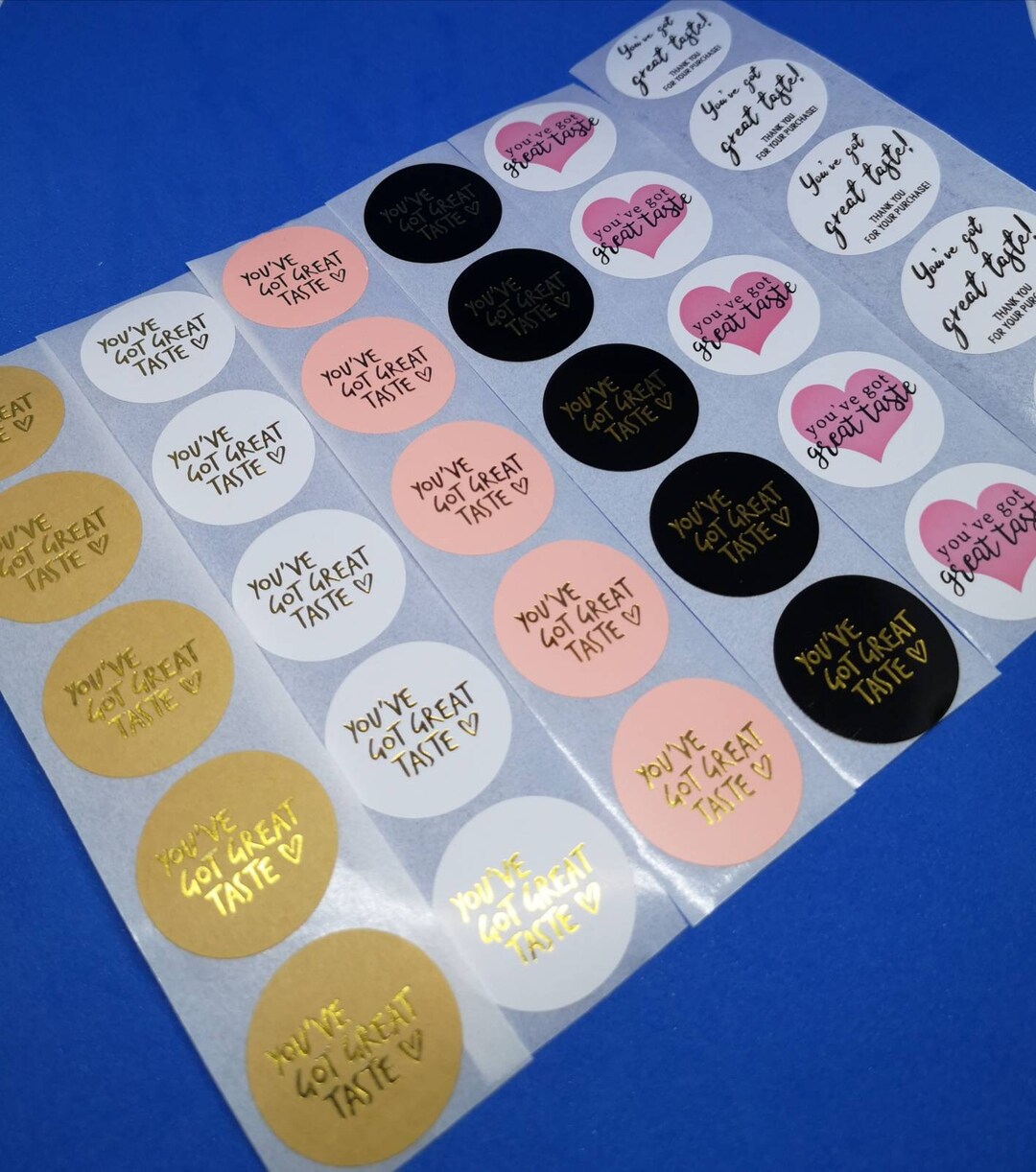 15/50/100/300pcs You've Got Great Taste STICKERS Round Pink, Brown ...