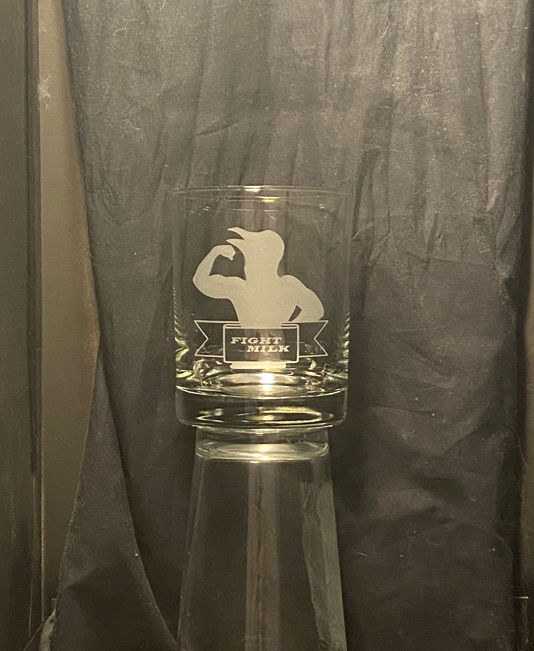 IASIP Fight Milk Glass - "fight Milk Logo" Sandblasted Double Whiskey ...