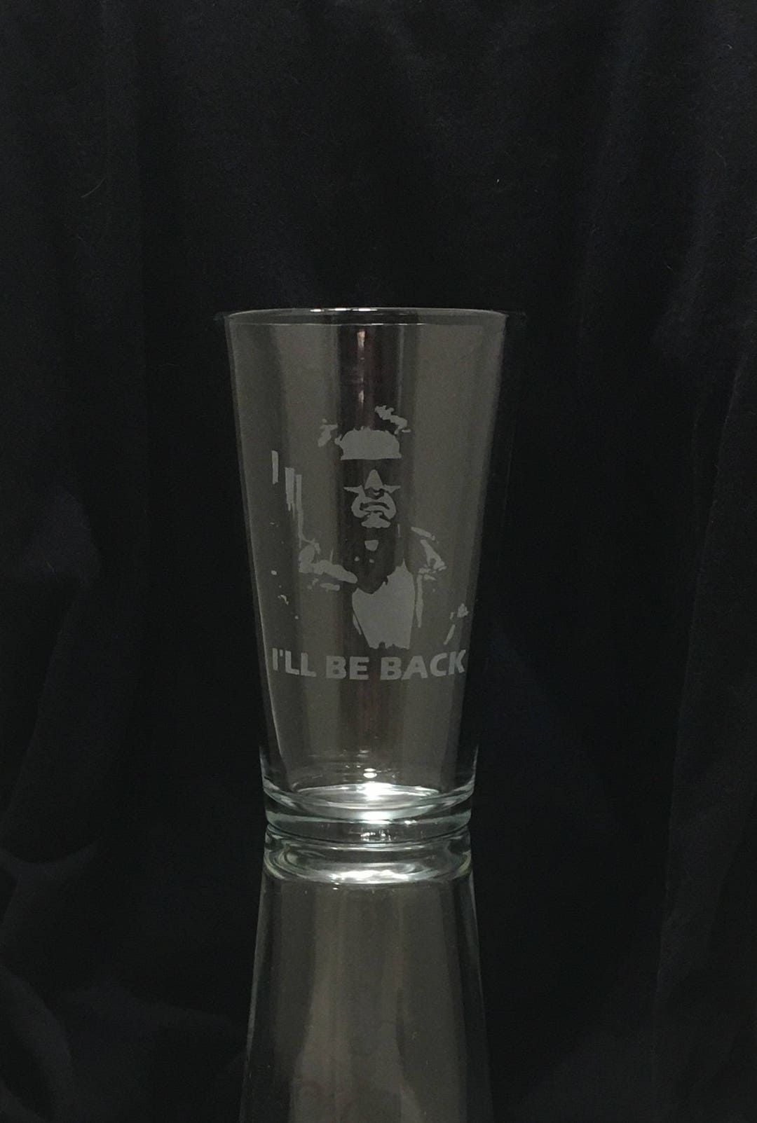 Great Gift for Terminator Film Fans - "i'll Be Back" Etched Pint Glass ...