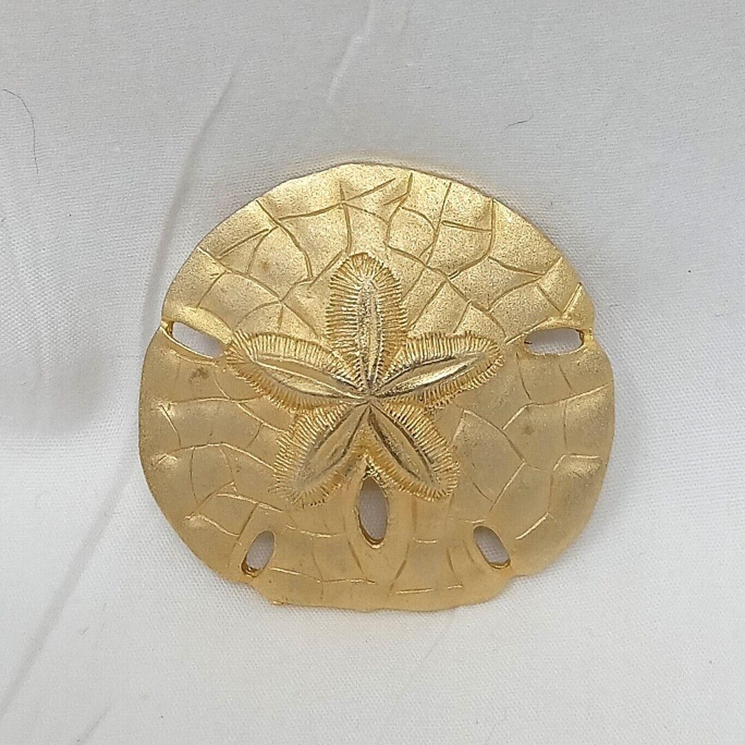 Vintage Sand Dollar Brooch Gold Tone Seashell Pin Large 1.5 Ocean Life ...