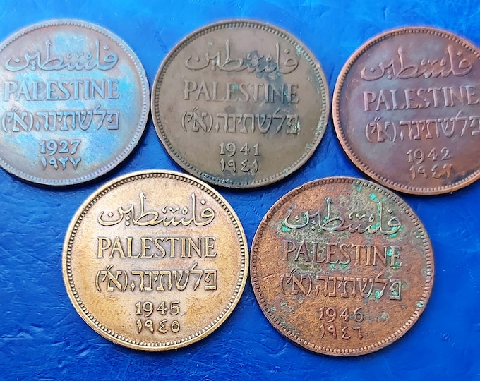 Complete Set of Israel Palestine 2 Mils British Mandate 1927-1946 Coins ...