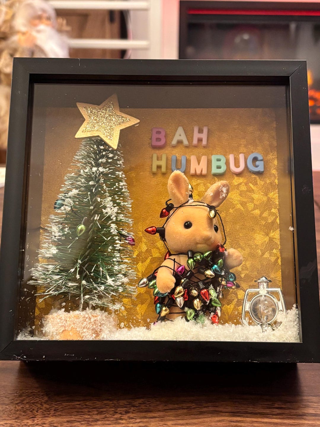 Sylvanian Families Christmas Rabbit Grinch Scrooge Funny Shadow Box Art ...