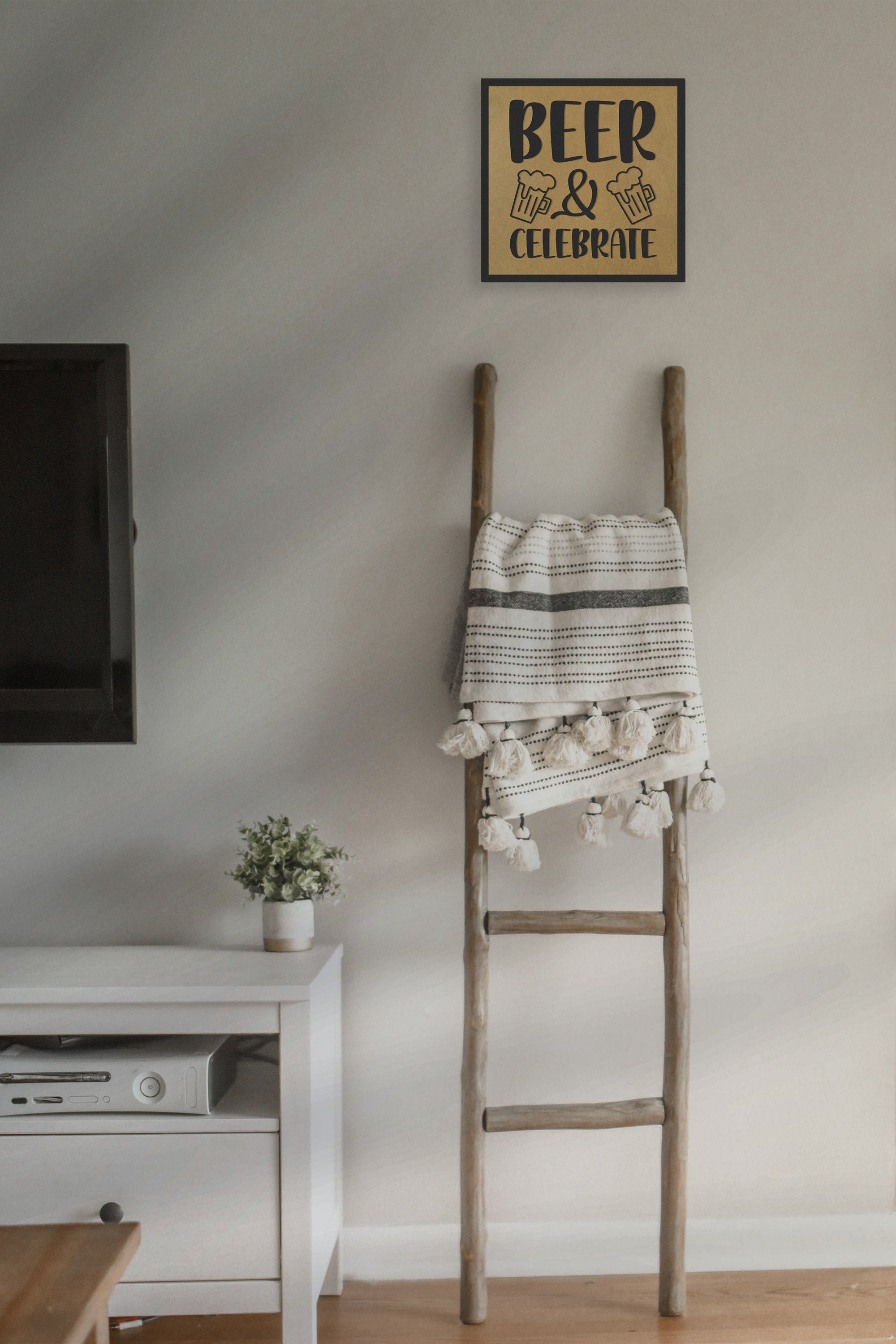 Modern 'beer & Celebrate' MDF Wall Sign With Adhesive Pads: Laser ...