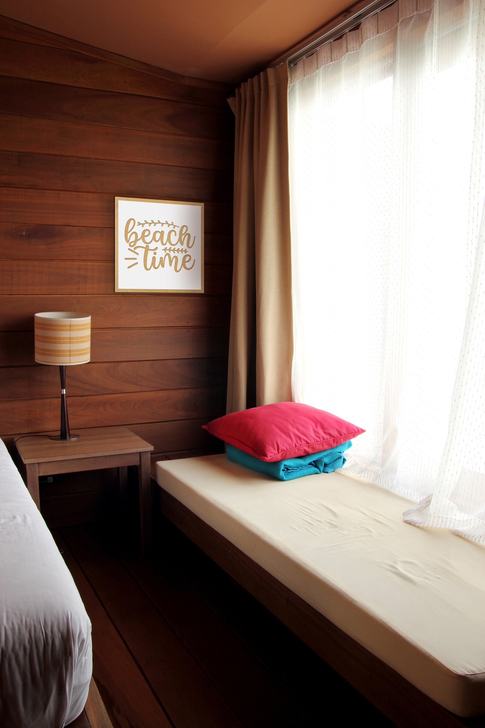 Hand Painted 'beach Time' MDF Wall Sign: Laser Engraved Coastal Decor ...