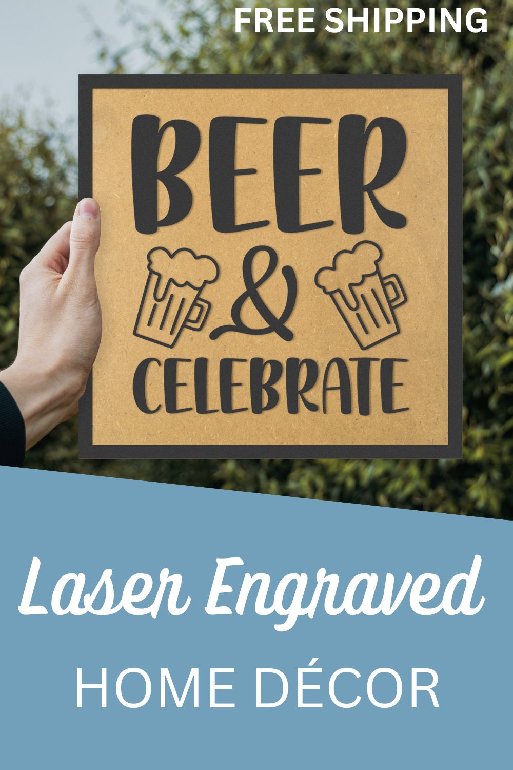 Modern 'beer & Celebrate' MDF Wall Sign With Adhesive Pads: Laser ...