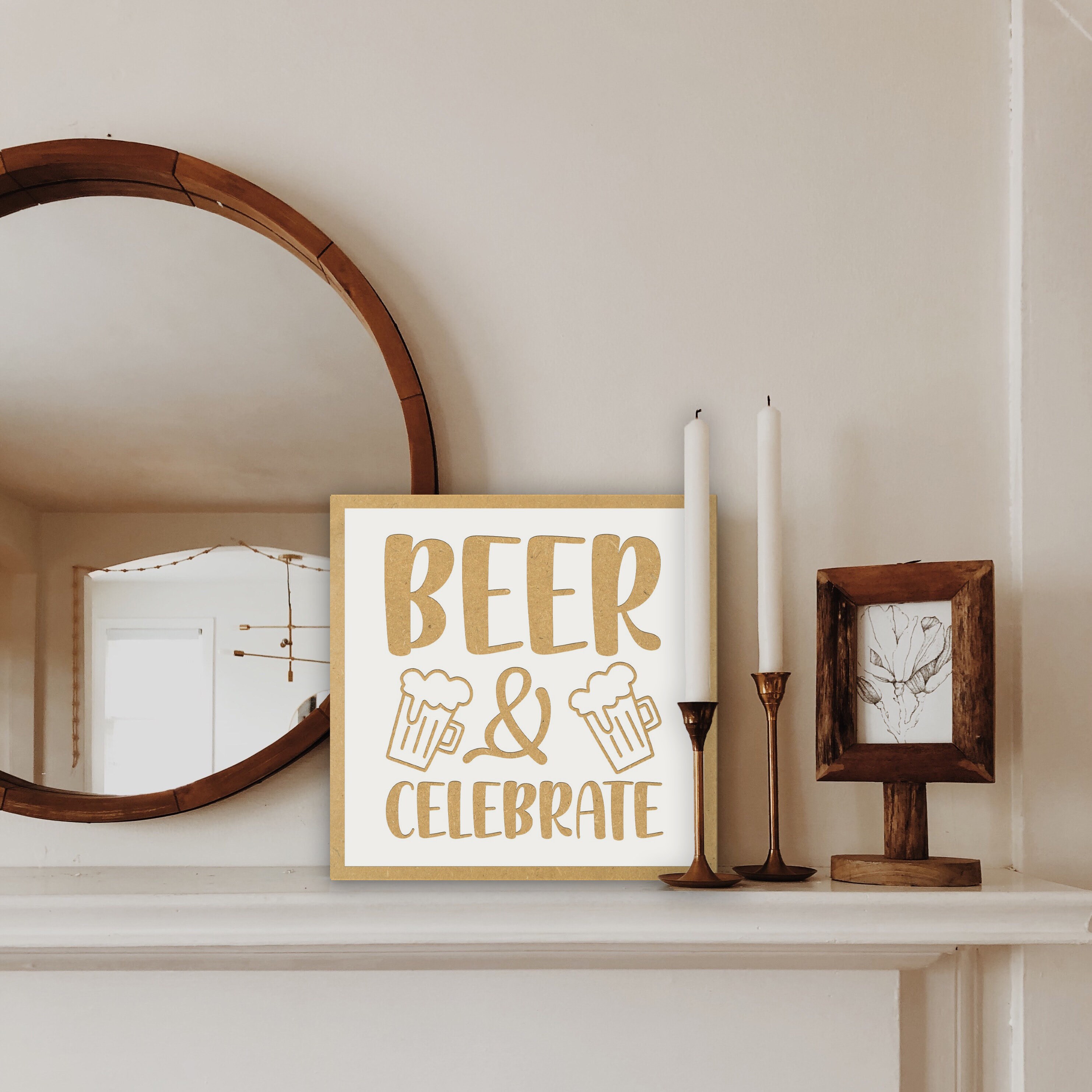 Modern 'beer & Celebrate' MDF Wall Sign With Adhesive Pads: Laser ...