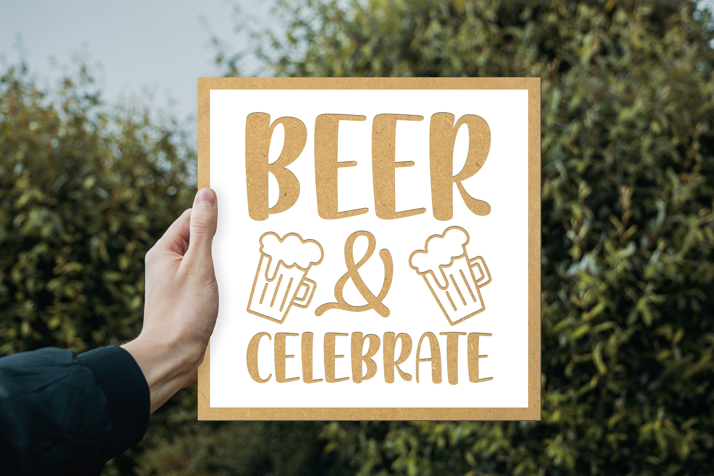Modern 'beer & Celebrate' MDF Wall Sign With Adhesive Pads: Laser ...