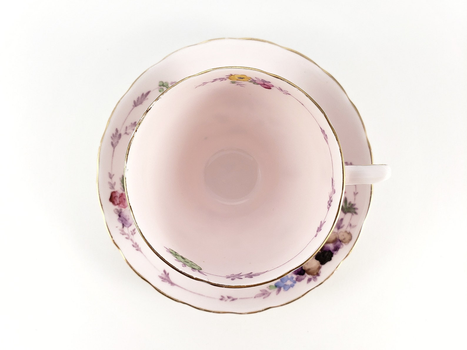 Vintage Tuscan Fine Bone China Pink Wild Flowers Cup and Saucer. Made ...