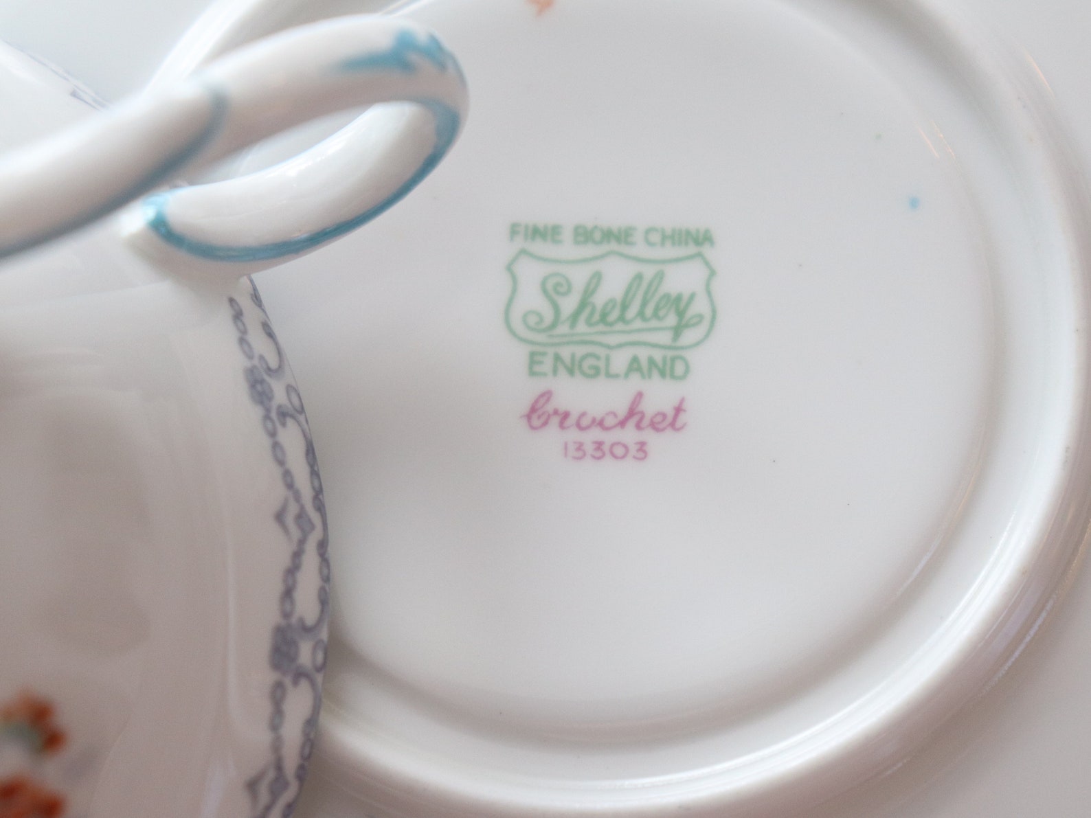 Vintage Shelley Crochet Bone China Tea Cup and Saucer. Henley Shape ...