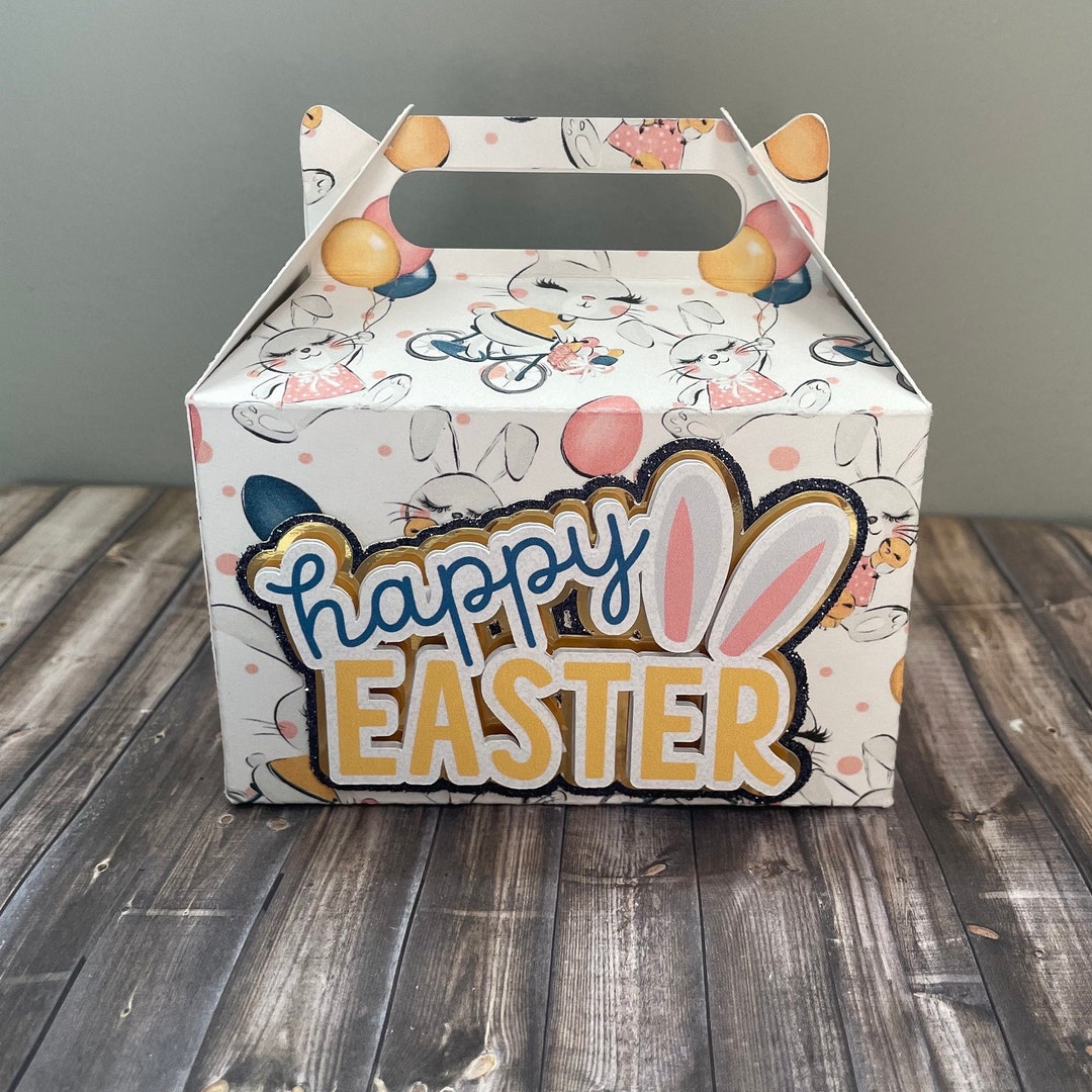 Easter Bunny Gable Treat Box, Easter Candy Box Holder, Handmade Treat ...