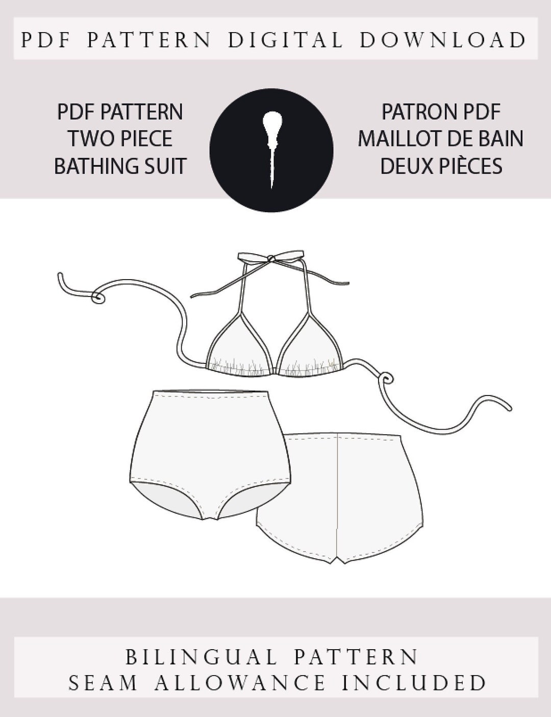 Triangle Top Swimsuit Pattern XS to XL /PDF/ Bathing Suit Pattern - Etsy