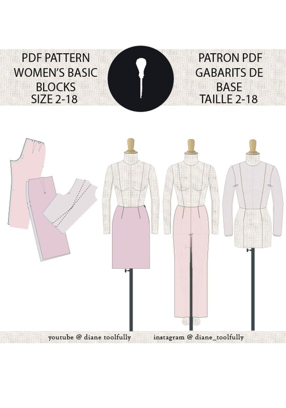 Gabarit femme 2 à 18 PDF Basic blocks pattern. - Etsy Canada