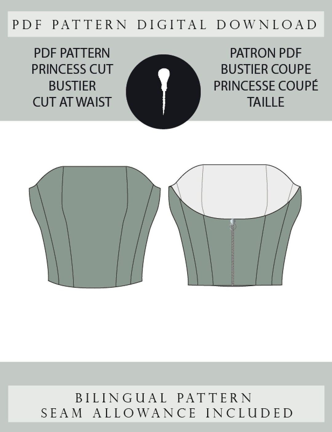 Patron bustier coupe princesse, coupé à la taille PDF. - Etsy France