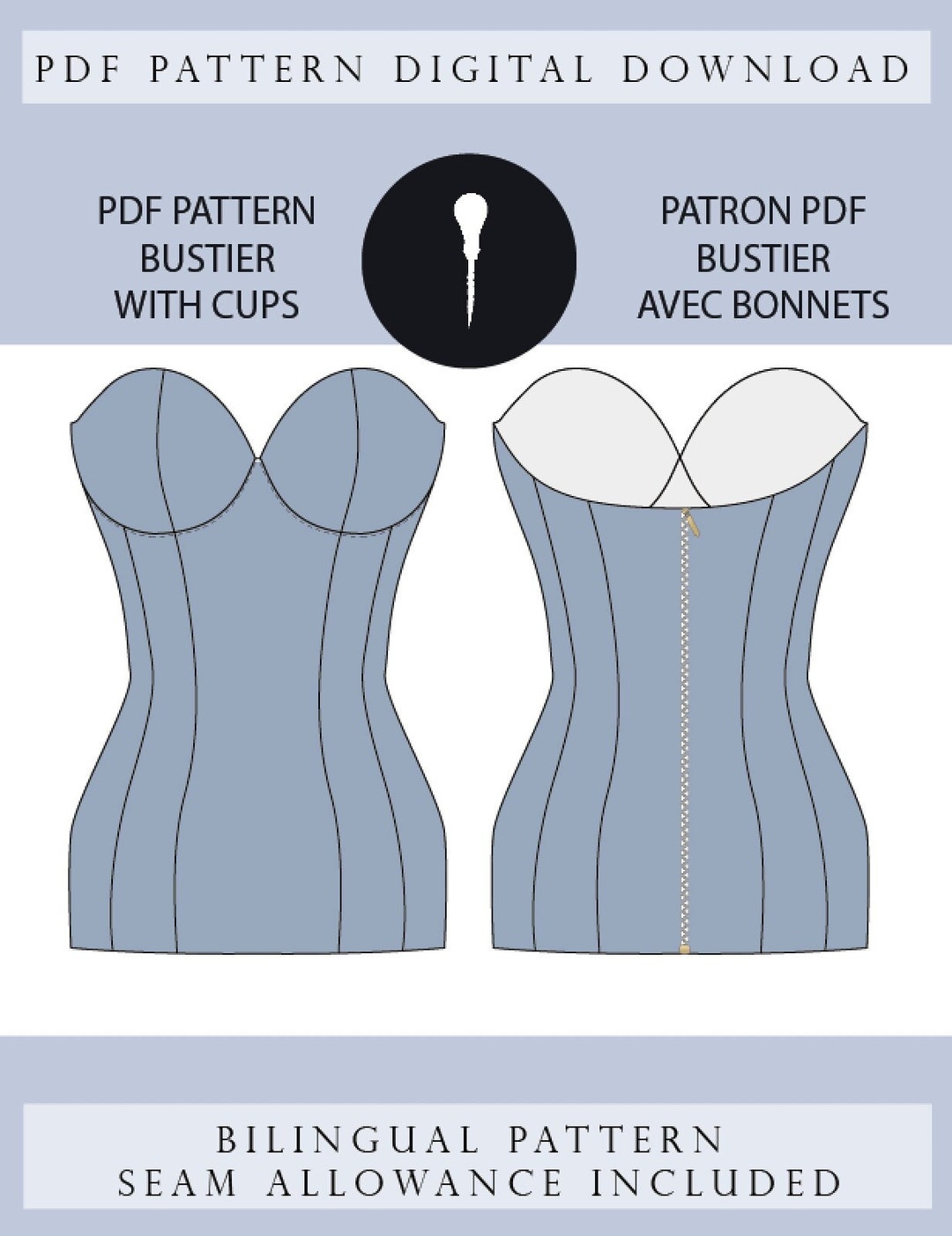 Bustier With Cups PDF Pattern. - Etsy