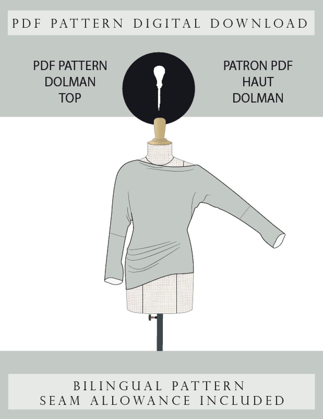 Asymmetrical Dolman Top PDF Pattern. - Etsy