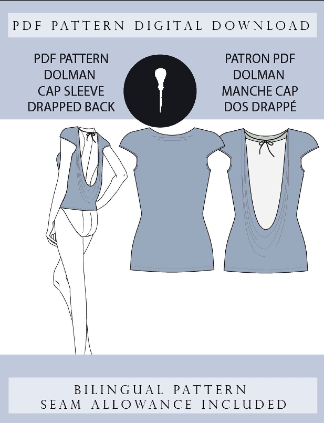 Cap Sleeve Draped Back Pattern PDF Cap Sleeve Draped Back Pattern. - Etsy