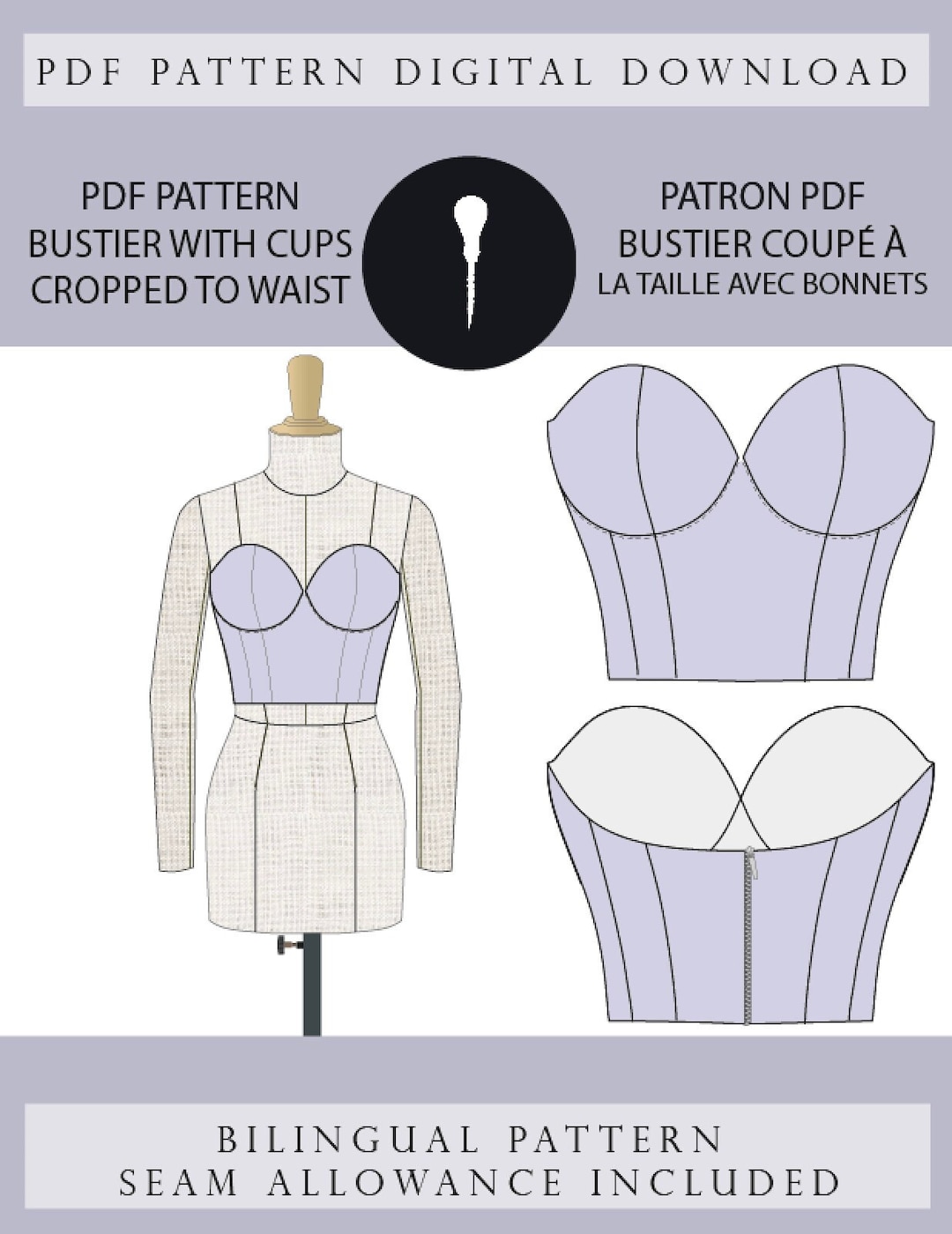 Cut-to-size Bustier With Bonnets PDF Pattern. - Etsy
